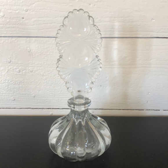 Bath & Body | Vintage Art Deco Clear Glass Perfume Bottle Ornate Topper ...